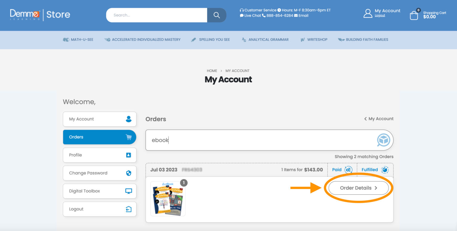 Previous Orders - Demme Learning