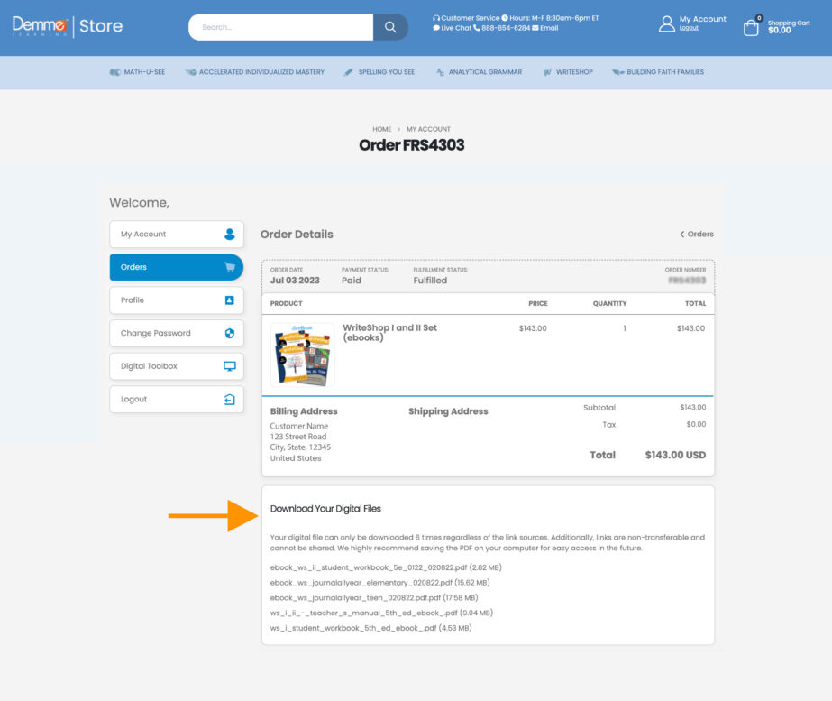 Previous Orders - Demme Learning
