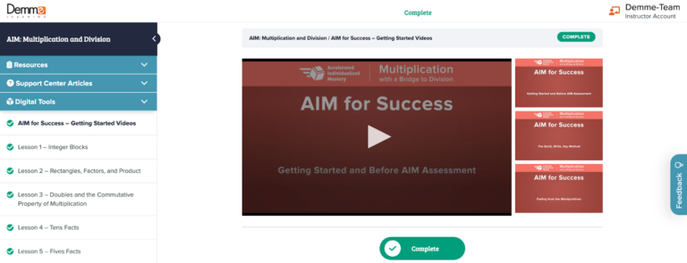 Getting Started with AIM: Multiplication - Demme Learning